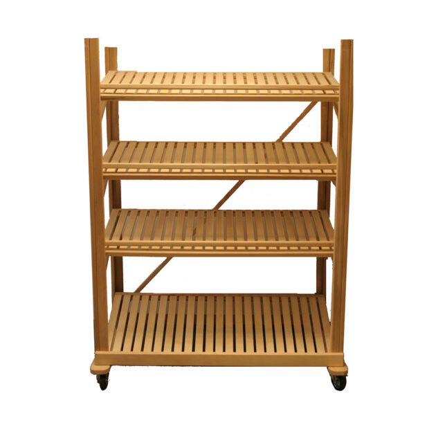 Ranson NV | Rek in hout voor broodmanden 4 schuine leggers